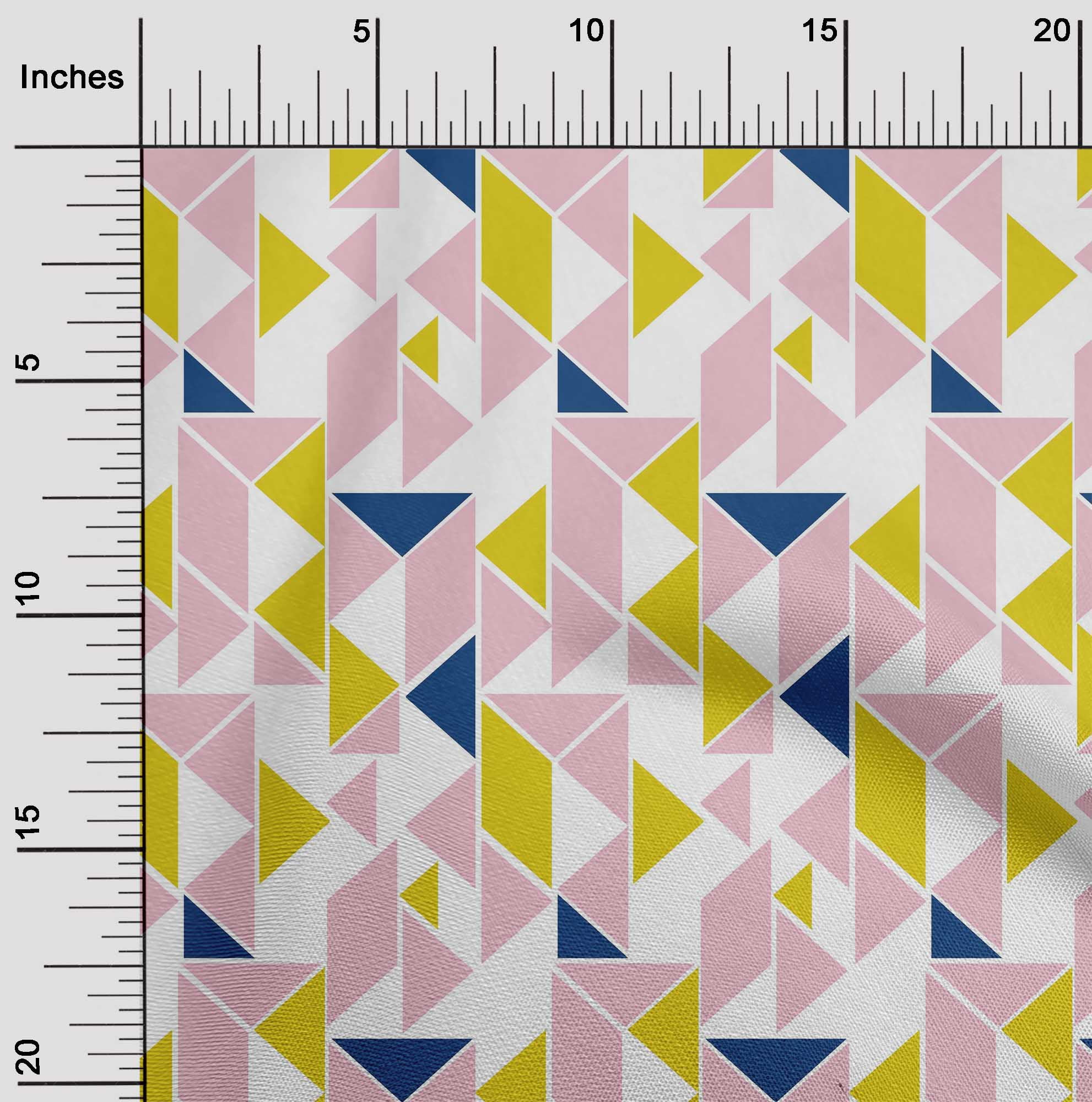 oneOone Cotton Silk Fabric Parallelogram & Triangle Geometric Print ...