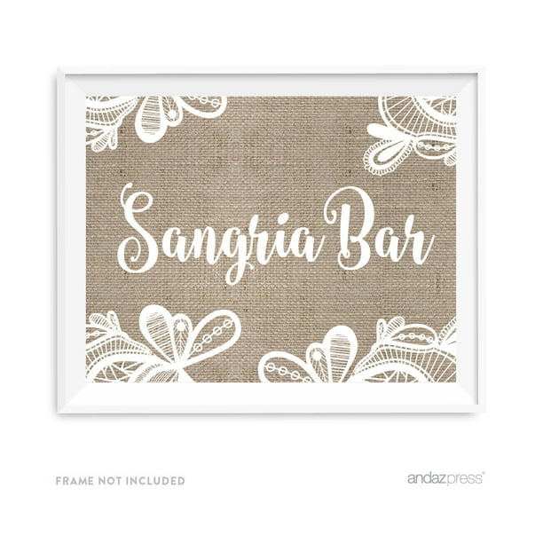 Sangria Bar Burlap Lace Wedding Party Signs - Walmart.com