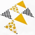 Smiley Face Triangle Banner, Yellow Black Pennant Flag for 1st Birthday ...