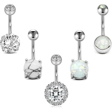 Colorful Belly Button Rings 14G Surgical Steel Body Jewelry 5pc ...