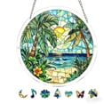 7.4 Inch Round Acrylic Suncatcher,Stained Glass Style Window Hanging ...