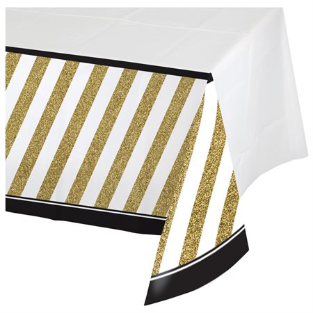 Black and Gold 54" x 102" Plastic Tablecloth - Walmart.com