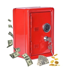 Blue 7" Glitter Locker Metal Safe Money Coin Bank with 2 Keys - Walmart.com