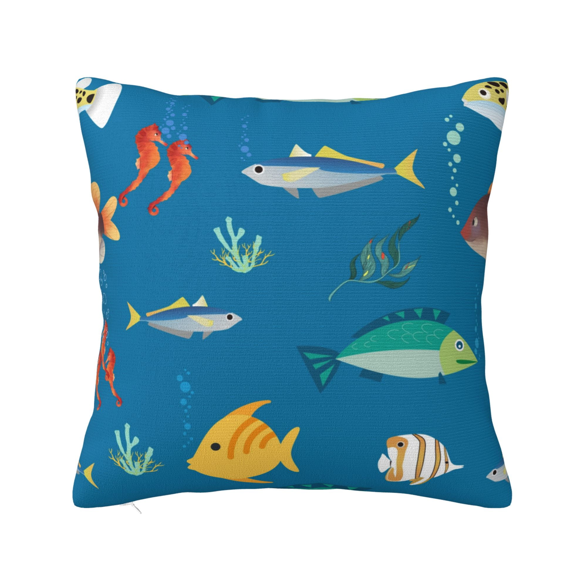 ZICANCN Ocean Underwater Fish Decorative Throw Pillow Covers, Bed Couch ...