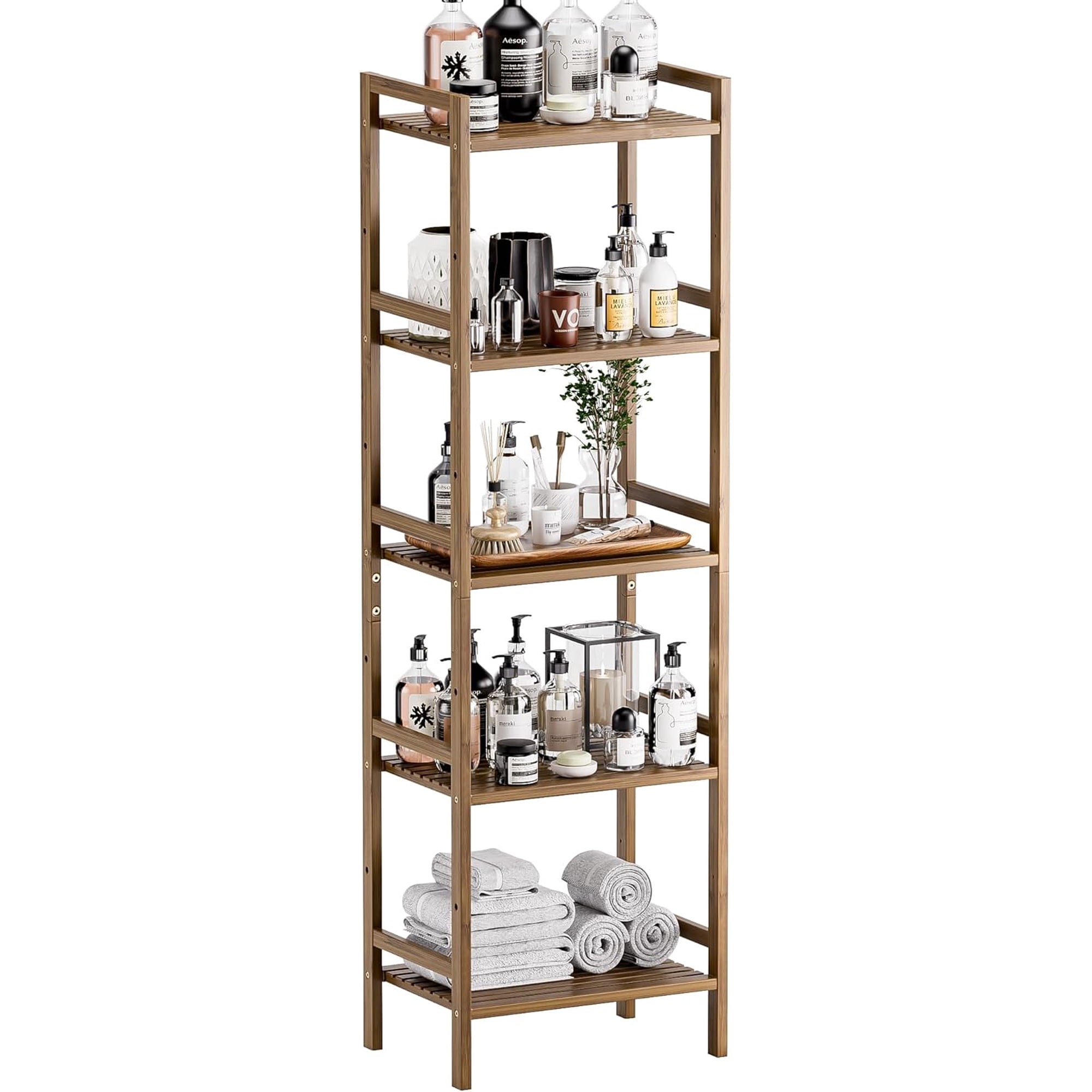 Click here for Kbgjfv 5-Tier Bamboo Bookshelf  Tall Narrow Floor... prices