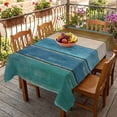 Farm Blue Brown Green Wood Board Table Cloth 52x70in, Waterproof ...