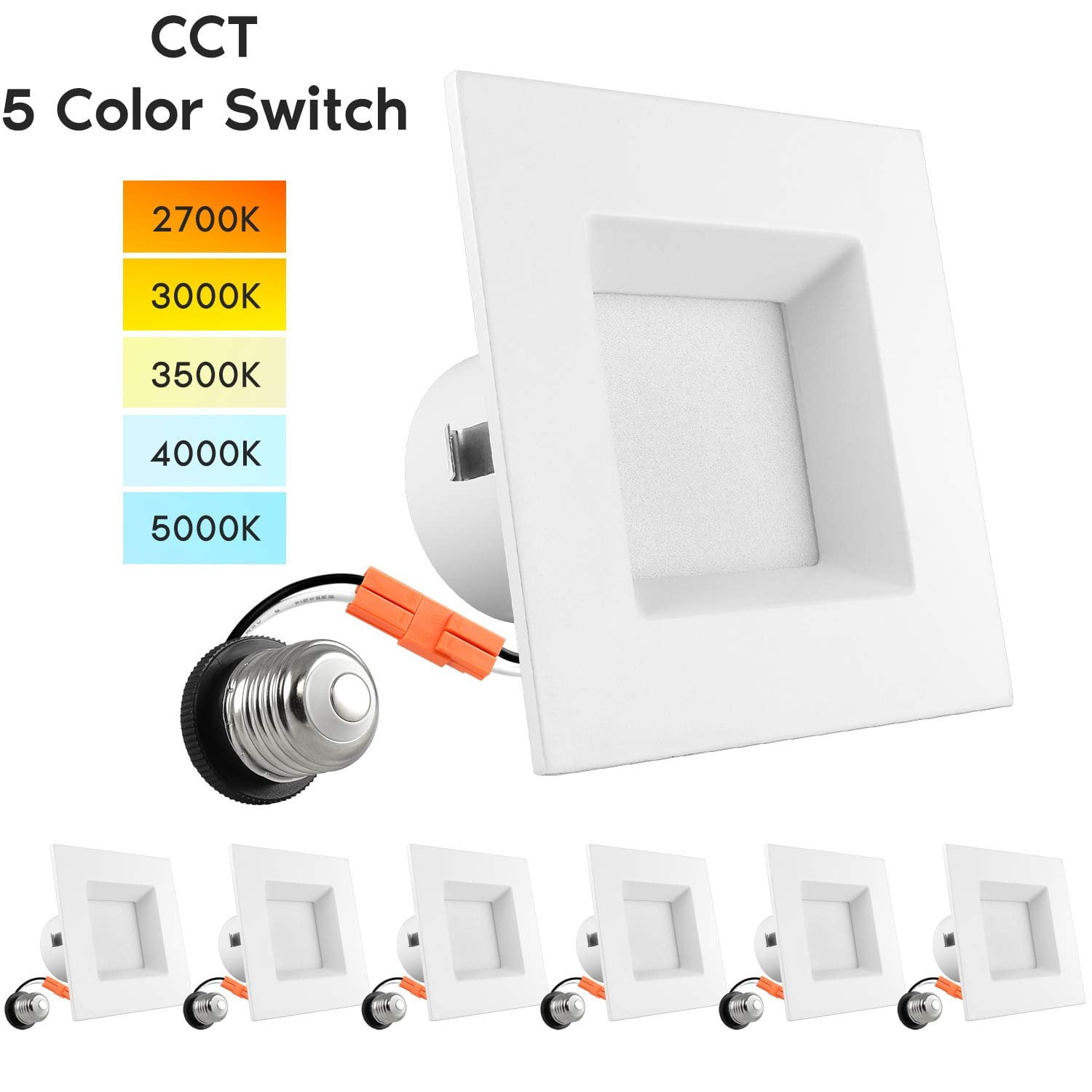 Luxrite 4 inch Square Recessed LED Can Lights, 5 Color Selectable ...