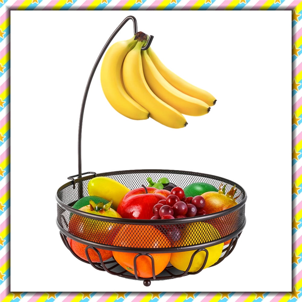 Metal Fruit Basket with Banana Tree, Freestanding Fruit Organizerfor ...