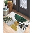 Front Door Mat Indoor Outdoor Sun Arch Stripe Abstract Leaves Non-Slip ...