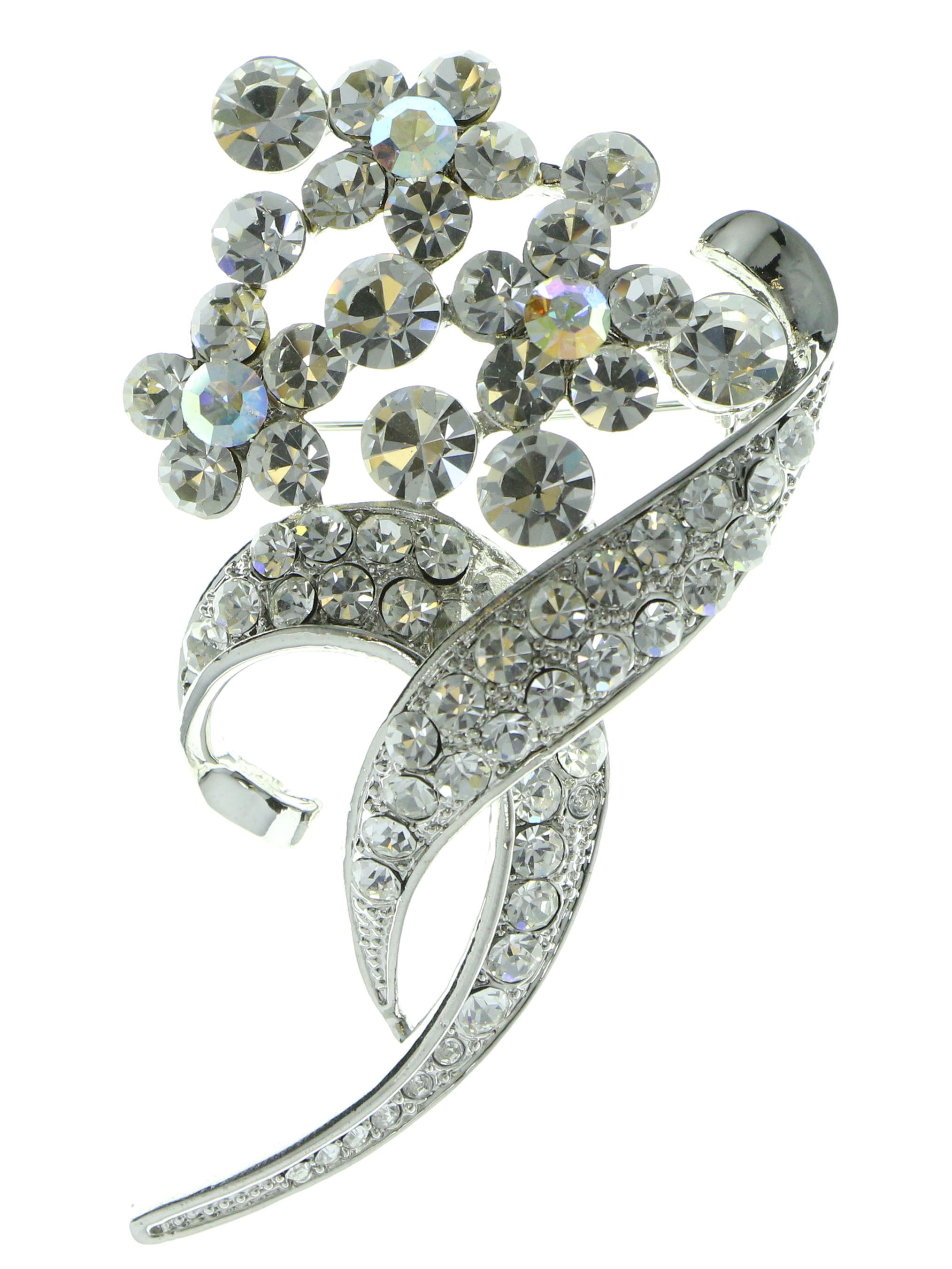 Silver-Tone Metal Brooch-Pin With Crystal Accents LQP573 - Walmart.com