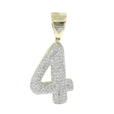 Midwest Jewellery - Number 4 Charm Diamond Pendant for Men or Women 10K ...