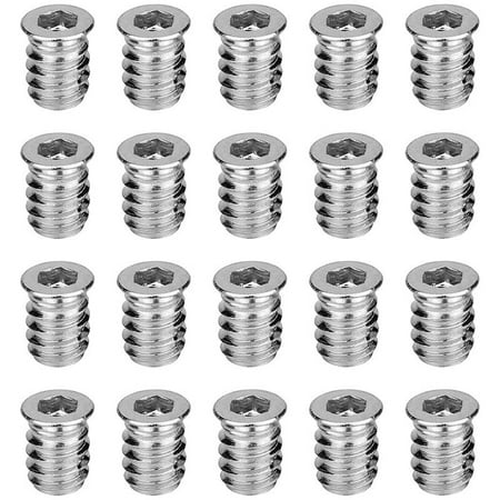 40 Pieces Furniture Socket Screw Threaded Insert Inserts 6*15mm Zinc Plated Metal Insert Nuts ...