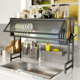 Dish Rack Over Sink with Cover, Stainless Steel Dish Racks for for ...