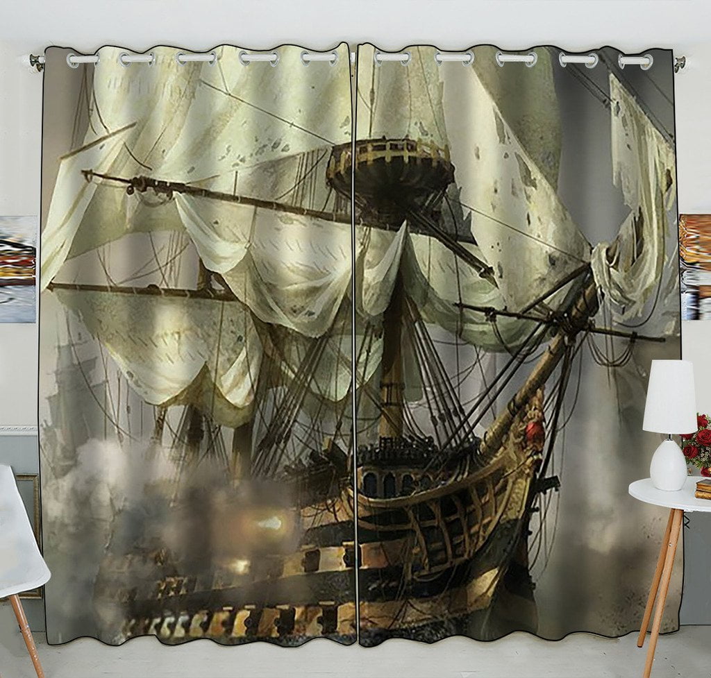 GCKG Cool Pirate Ship Blackout Curtains Window treatment Panel Drapes ...