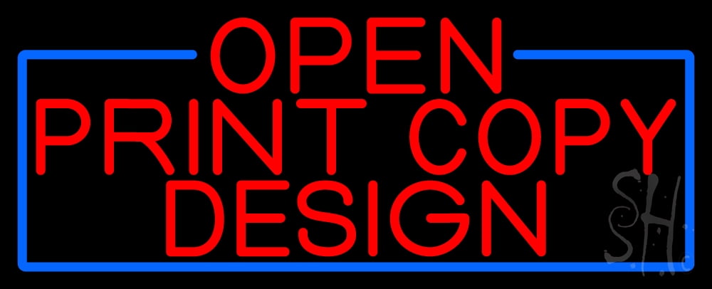 Red Open Print Copy Design With Blue Border LED Neon Sign 13 x 32 ...
