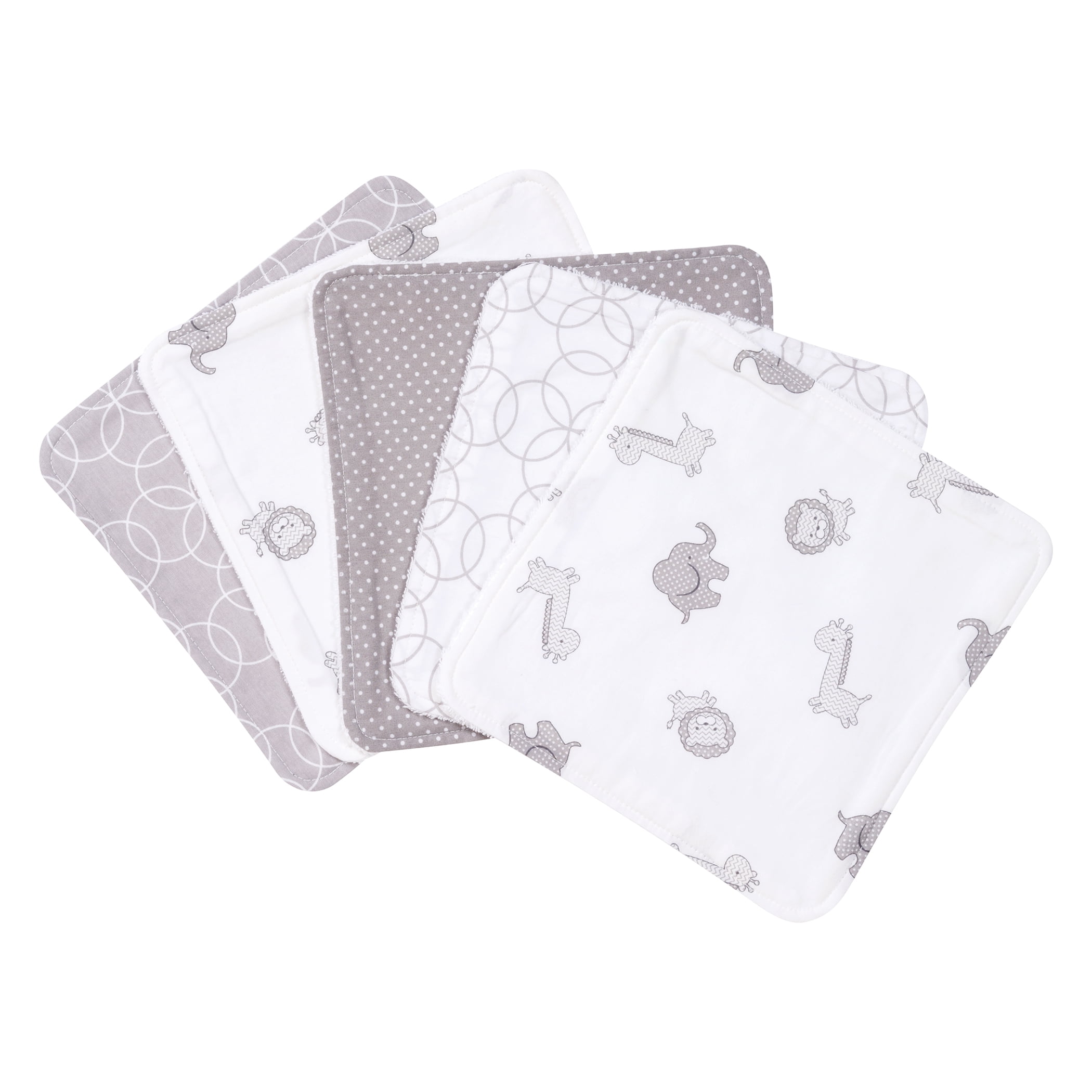 Circles Gray 5 Pack Wash Cloth Set - Walmart.com