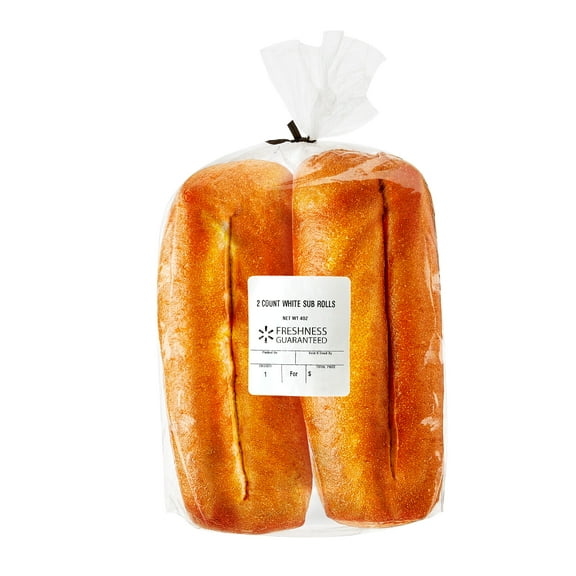 Freshness Guaranteed White Sub Rolls, 16 oz, Pack of 6, Soft Baked ...