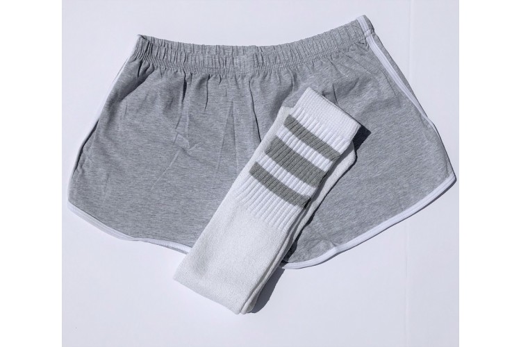 Girls Retro Shorts w Striped Tube Socks Gray - Walmart.com