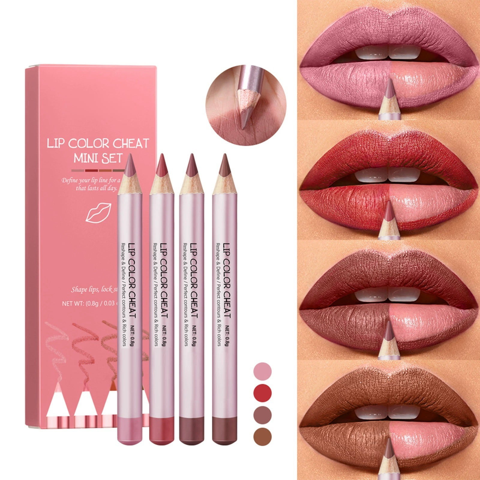 Click here for Cjiawei Mini Wooden Lip Liner Set 4 Pack Lipstick... prices