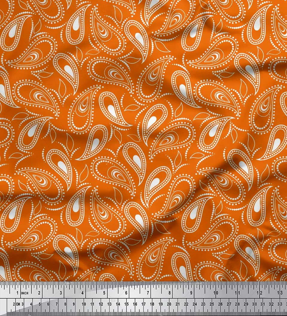 Soimoi Velvet Fabric Dot & Paisley Print Fabric by The Yard 58 Inch ...