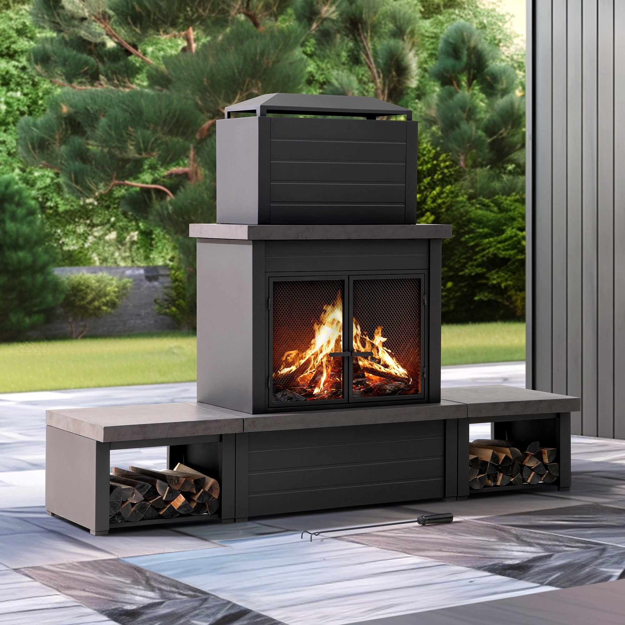 Click here for Sunjoy Group Sunjoy Wood Burning Fireplace Outdoor... prices