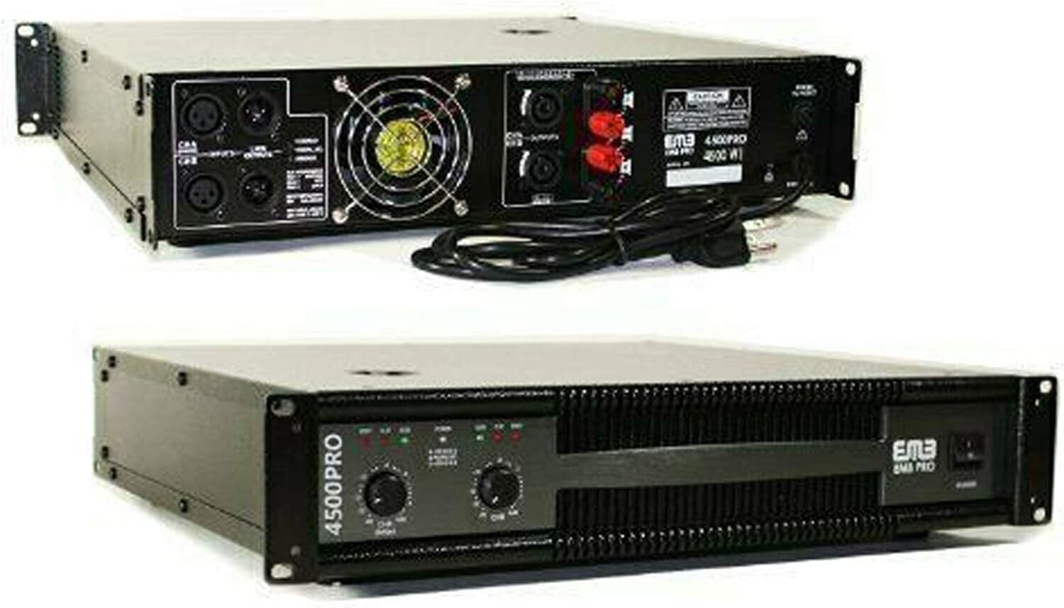 EMB Professional 4500W 2 Channel POWER Amplifier EB4500PRO Bundle ...