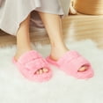 Somdot Women's Fuzzy Slippers Plush Velcro Open Toe Slides Cozy Thick ...