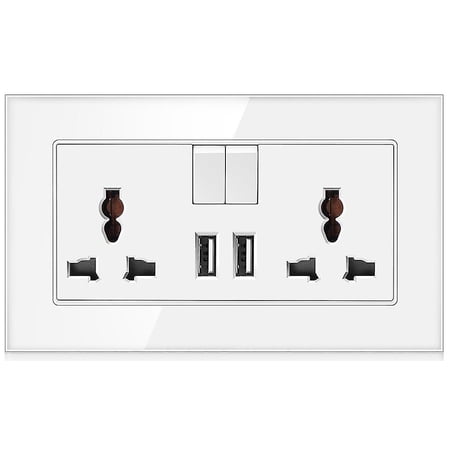 Barsinfi 13a Universal 3-hole Glass Panel 2-way Power Switch Socket ...