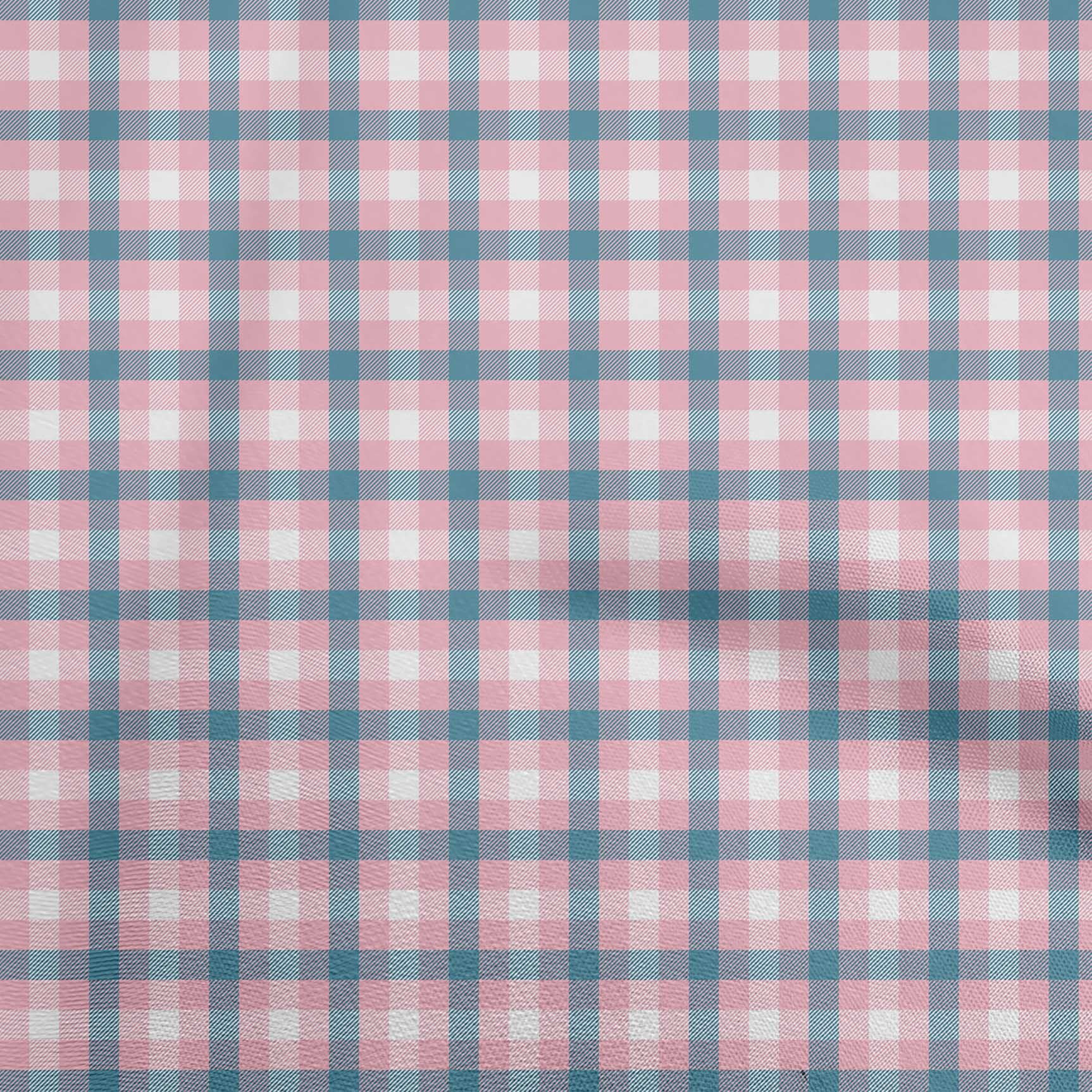 oneOone Viscose Chiffon Light Pink Fabric Check Diy Clothing Quilting ...