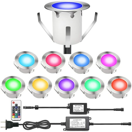 RGB LED Deck Lights Kit with Transformer and Remote Control, IP67 ...