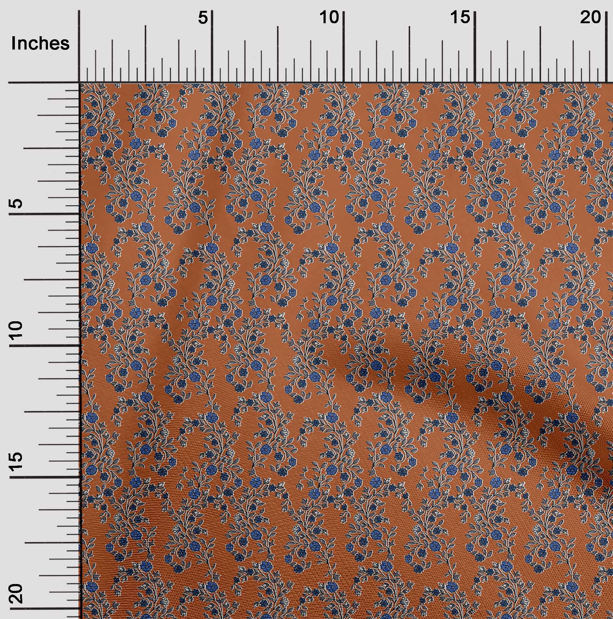 oneOone Viscose Chiffon Fabric Leaves & Floral Block Print Fabric BTY ...