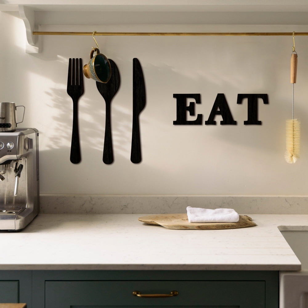 Eat Letter Sign Fork Spoon Wall Hanging Sign Cutting Board Handmade ...