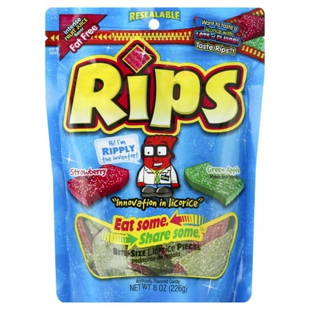 Rips, Strawberry and Apple Bite Size Licorice Candy, 8 Oz - Walmart.com