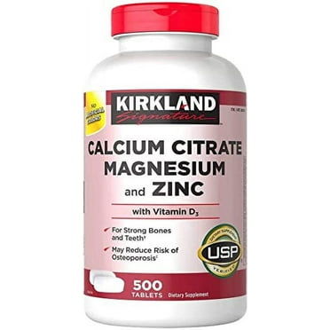 Kirkland Signature Calcium Citrate Magnesium and Zinc, 500 Tablets ...