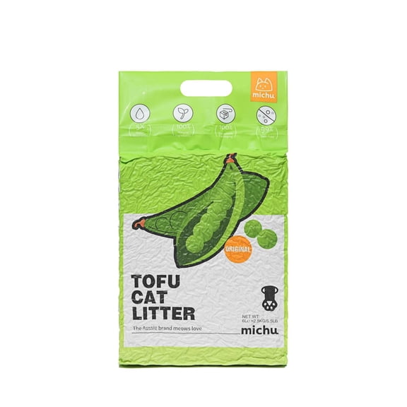 Michu, Natural Clumping Tofu Cat Litter, 2.5kg, Odour Neutralising ...