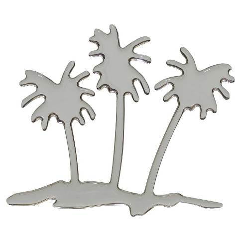 Palm Beach Pontoon Boat Raised Decal | Palm Tree Silver Sticker ...