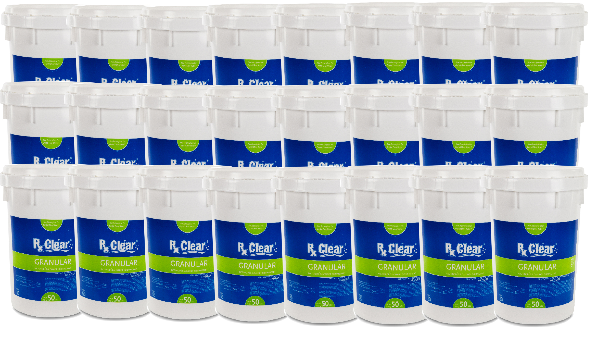 Rx Clear Granular Swimming Pool Chlorine - (24) 50 lbs Buckets ...