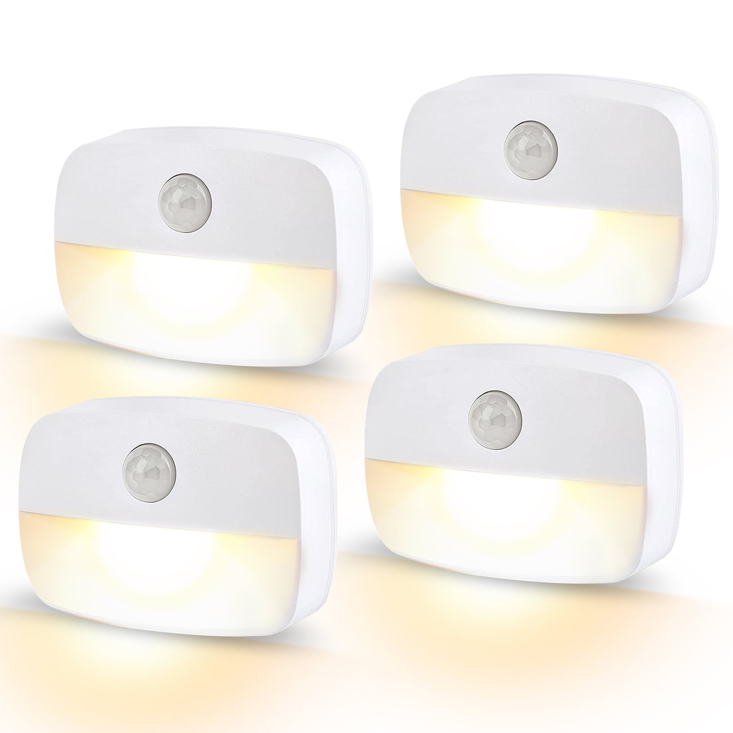 Foxanon 4 Pack LED Motion Sensor Night Lights - Wireless, Battery ...