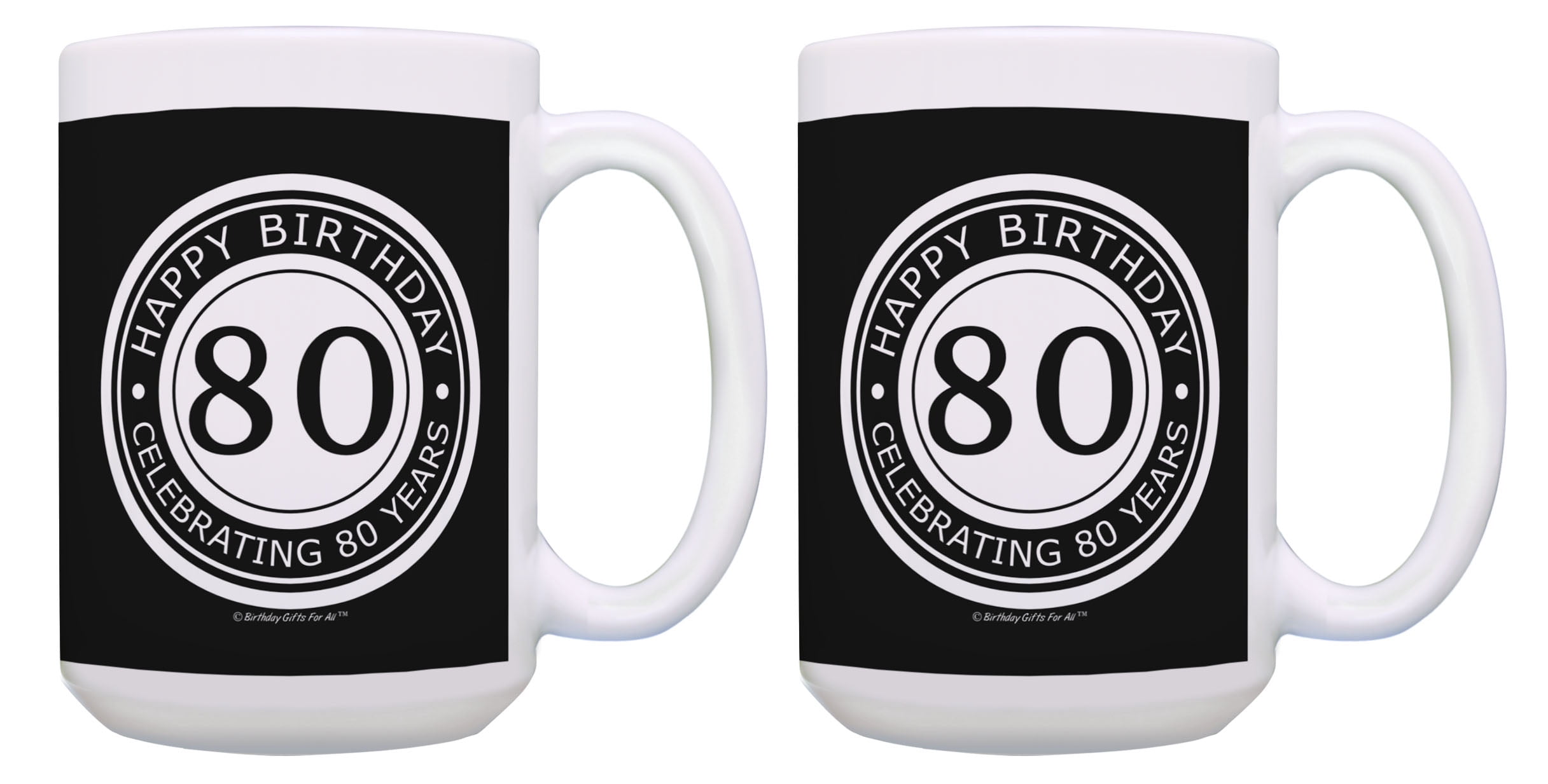 ThisWear 80th Birthday Mug Set Happy Birthday Celebrating 80 Years 2 ...