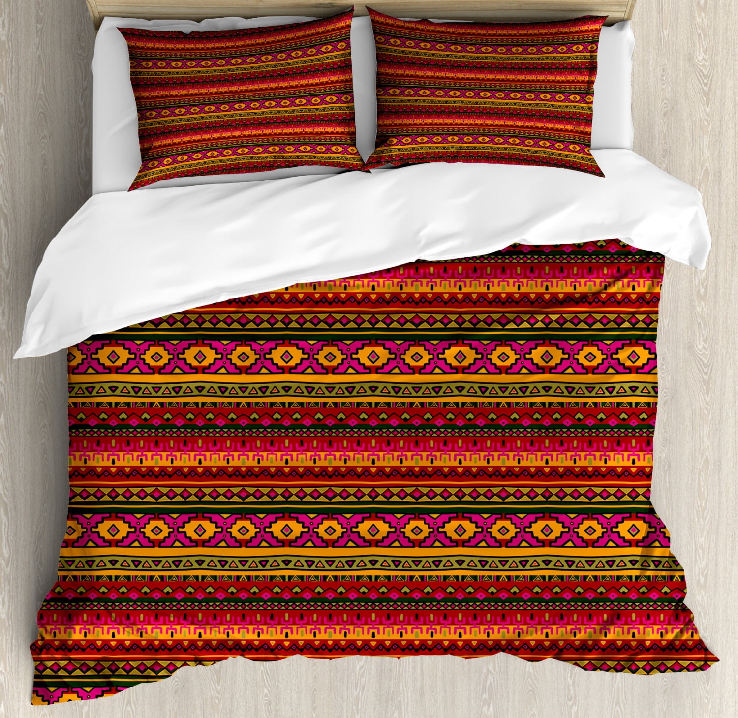 Aztec Queen Size Duvet Cover Set, Funky South American Style Vintage ...