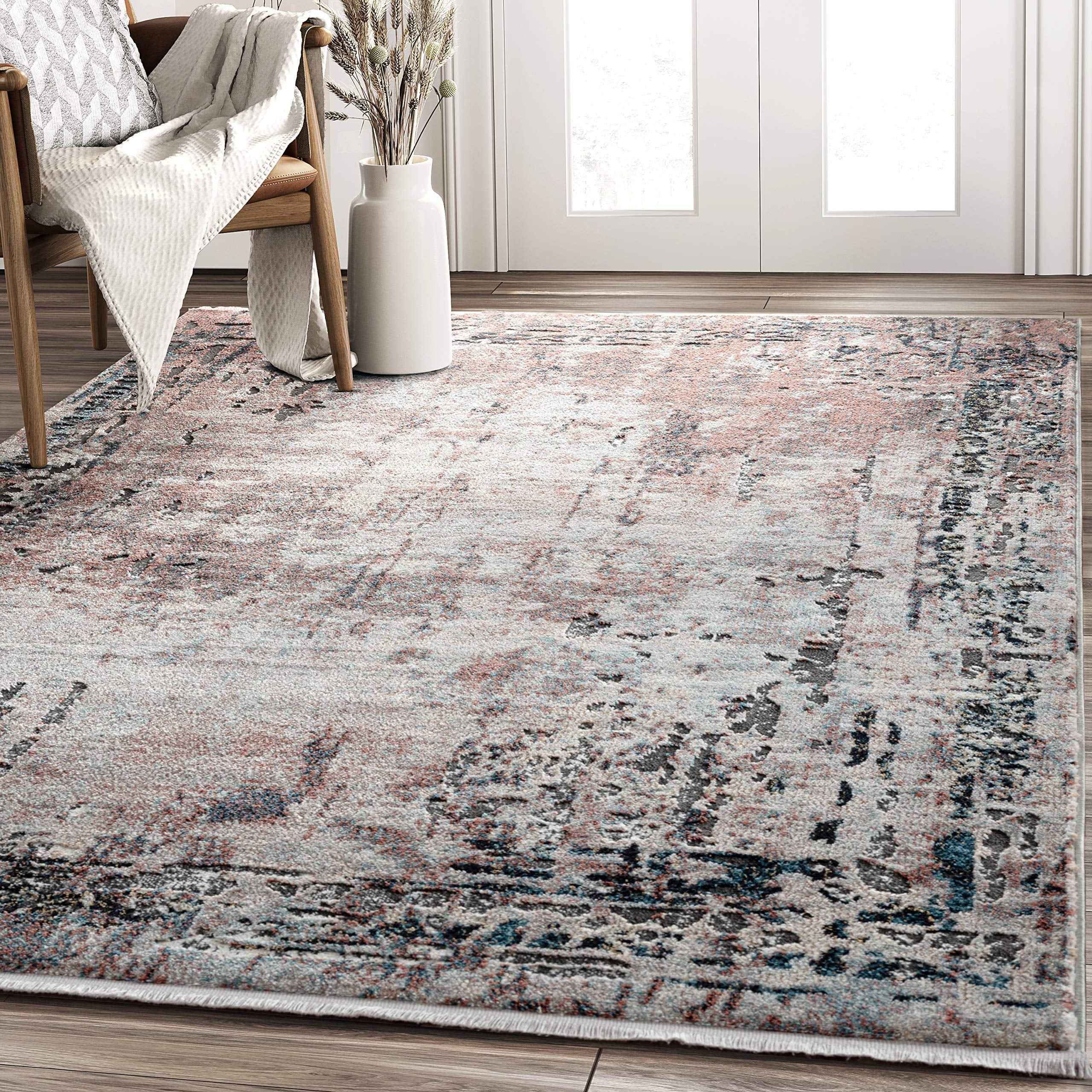 Abani Azure Collection Terra Cotta 8' x 10' Distressed Vintage Area Rug ...
