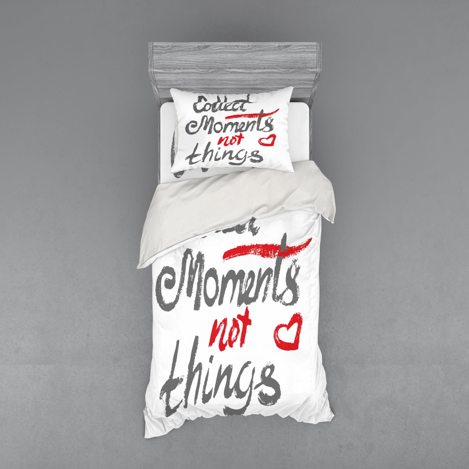 Saying Duvet Cover Set, Paintbrush Streaks a Heart Doodle Typographic ...