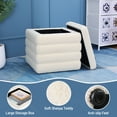 19" Square Storage Ottoman Sherpa Foot Rest Footstool Upholstered ...