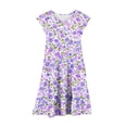 SonxaHe Big Girl Dress for Dance Cartoon Graphic Fly Sleeve Tiered ...