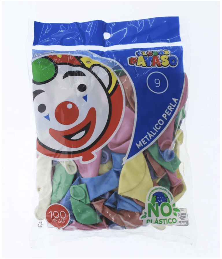 Globos Payaso Bolsa De 100 Pz Metalico Color Surtido | Walmart en línea