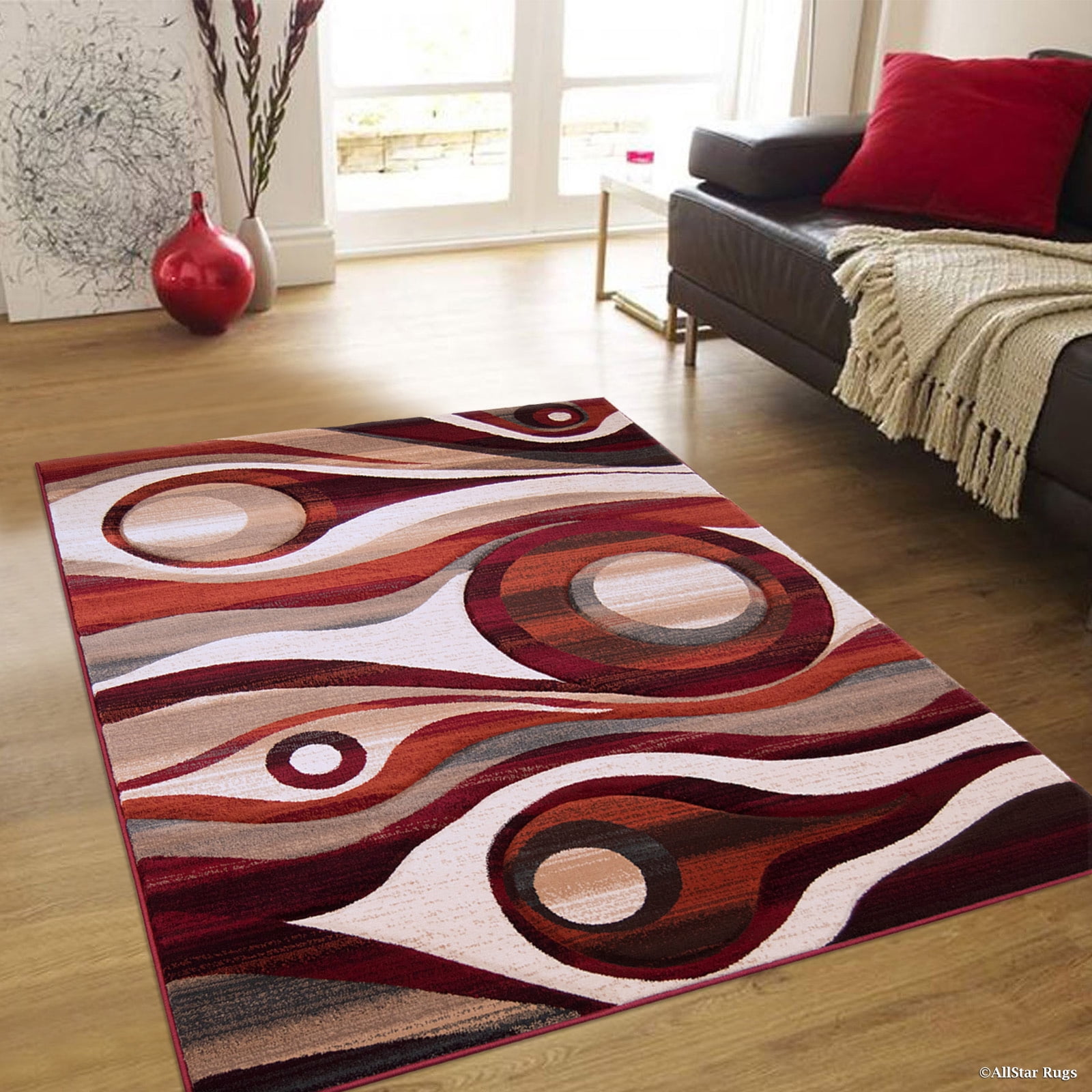 Allstar Orange Hand Carved Indian Print Design Area Rug (7' 9" x 10' 5 ...