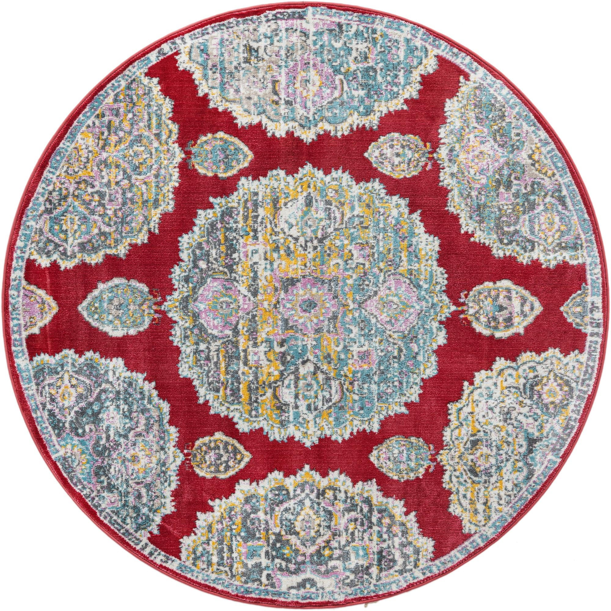 Rugs.com Paragon Collection Rug – 5 Ft Round Red Medium-Pile Rug ...