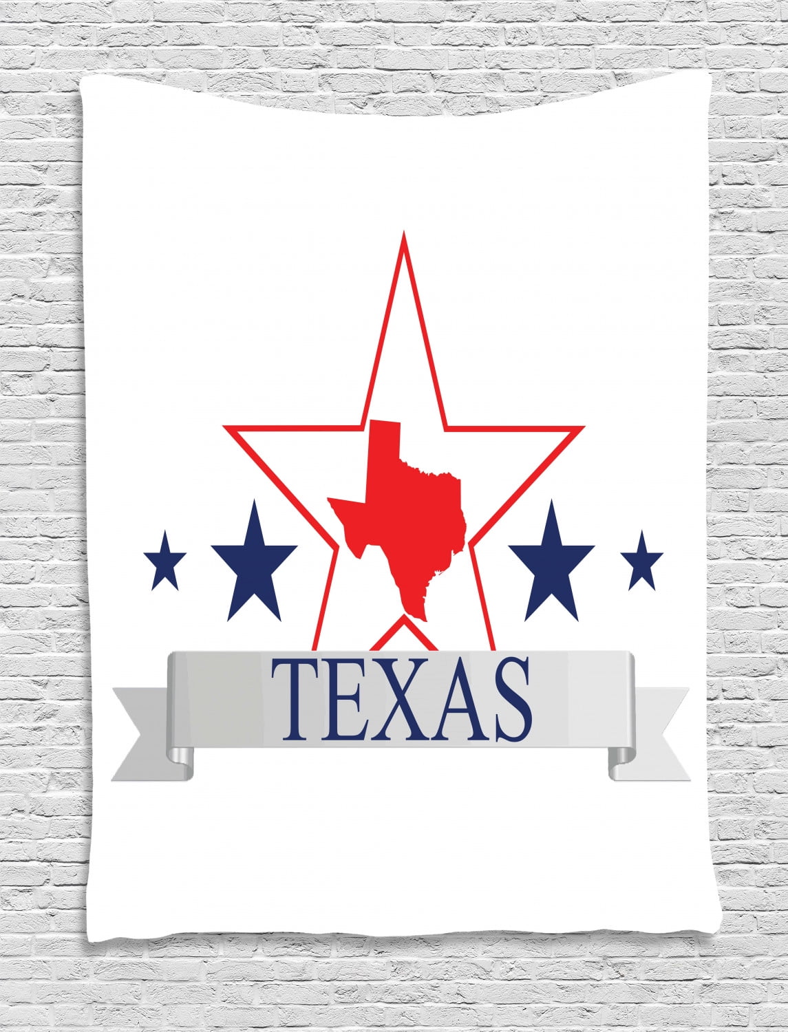 Texas Star Tapestry, San Antonio Dallas Houston Austin Map with Stars ...
