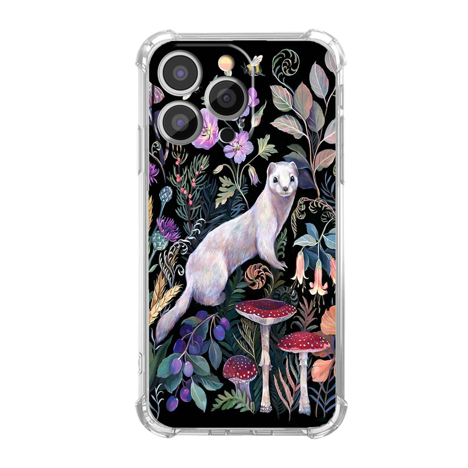 White Ermine Case for iPhone 13 Pro Max,Aesthetic Art Design Pattern Soft Full TPU Bumper Cover ...