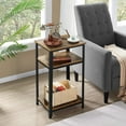 FETON Tall End Table, 30 Inches High Side Table with Wooden Shelves ...